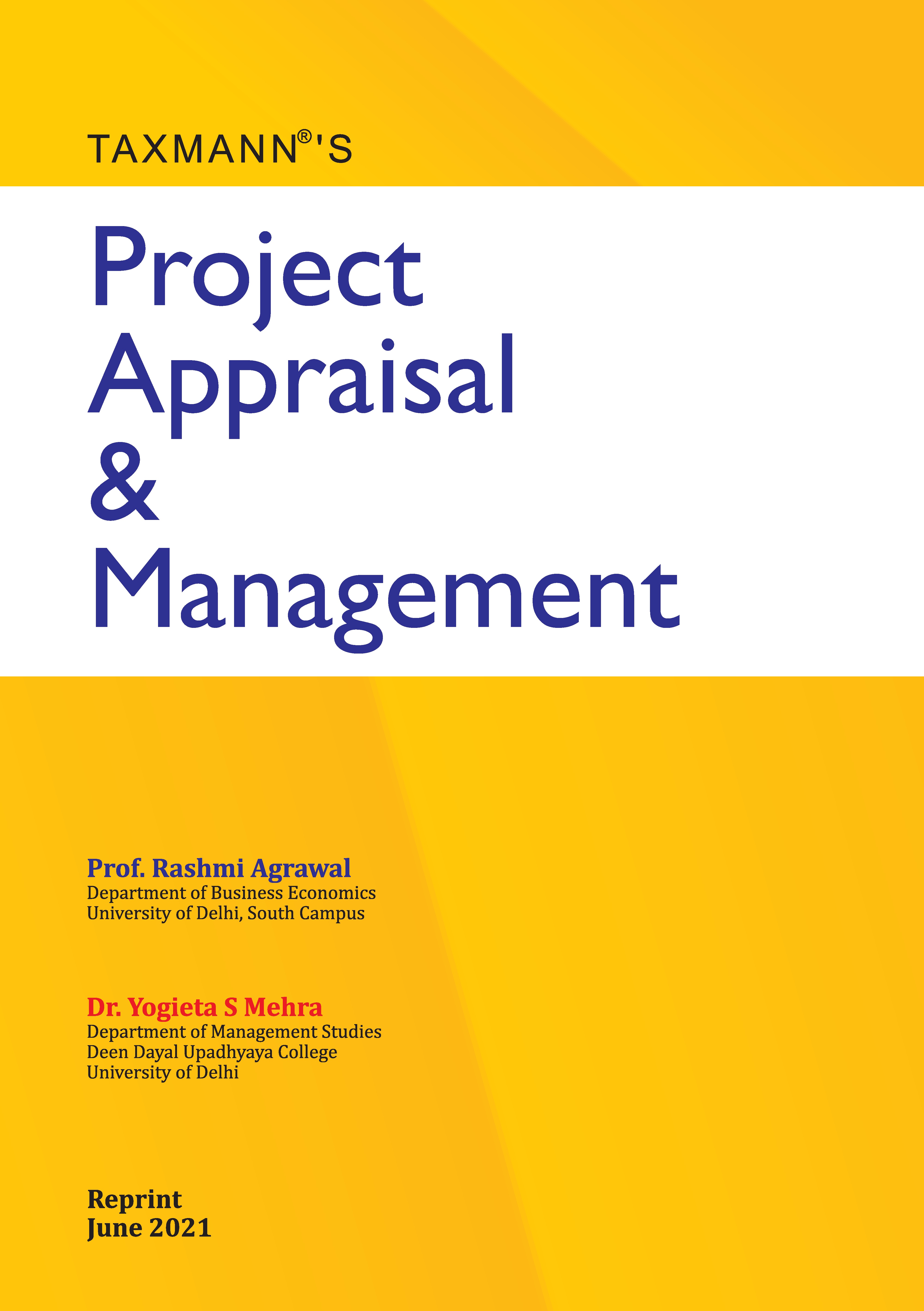 Project Appraisal & Management by Rashmi Agarwal and Yogieta S. Mehra | Taxmann Books