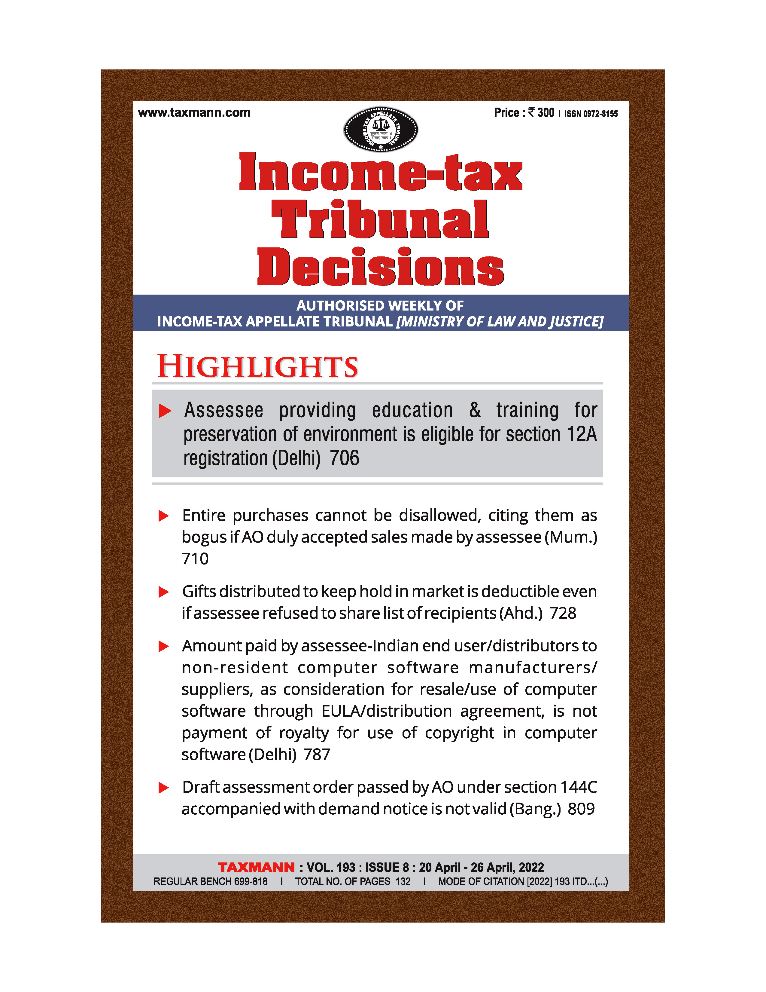 Income-Tax Tribunal Decisions - April 20 - April 26, 2022